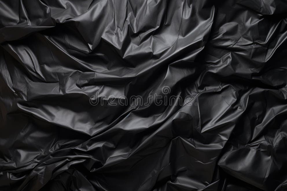Processed Collage of Black Cellophane Garbage Bag Texture. Background ...