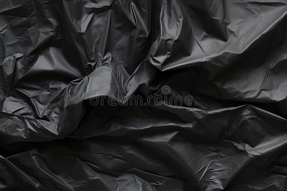 Processed Collage of Black Cellophane Garbage Bag Texture. Background ...