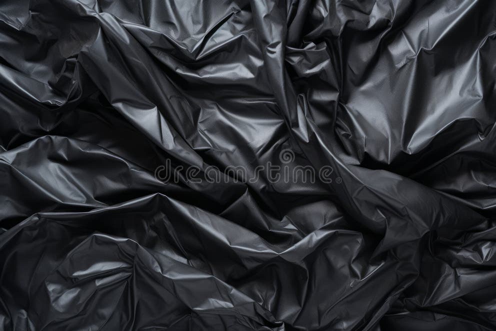 Processed Collage of Black Cellophane Garbage Bag Texture. Background ...