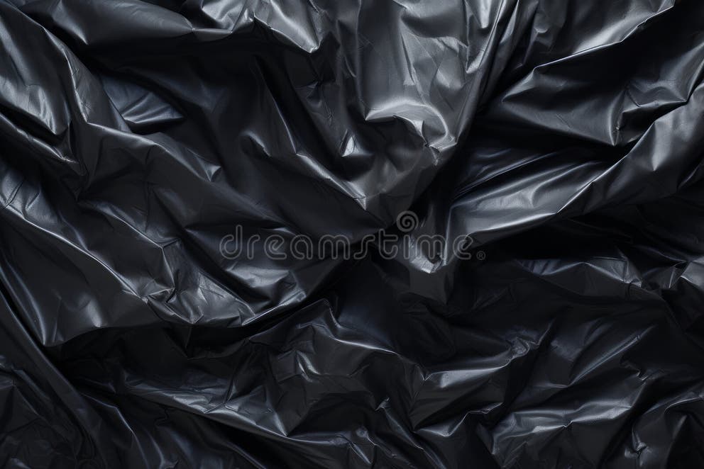 Processed Collage of Black Cellophane Garbage Bag Texture. Background ...