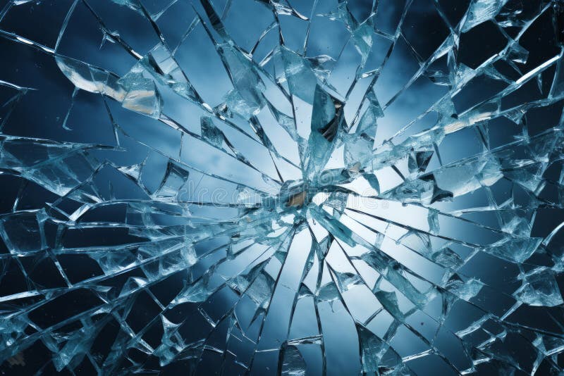 Processed Collage of Broken Blue Glass Surface Texture. Background for ...