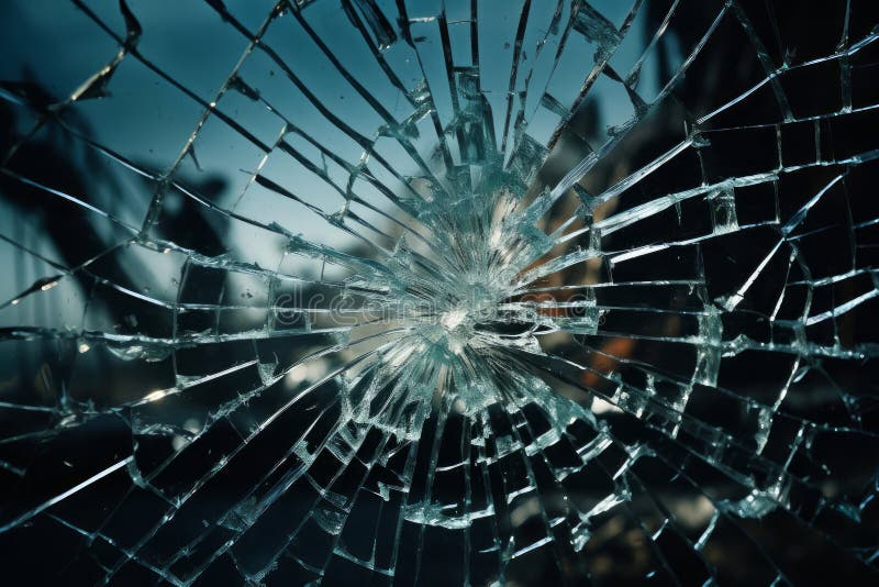 Processed Collage of Broken Blue Glass Surface Texture. Background for ...