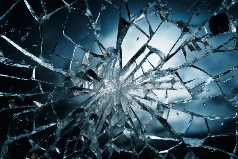 Processed Collage of Broken Blue Glass Surface Texture. Background for ...