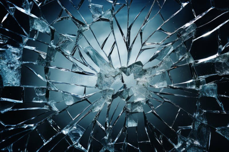 Processed Collage of Broken Blue Glass Surface Texture. Background for ...