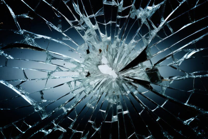 Processed Collage of Broken Blue Glass Surface Texture. Background for ...