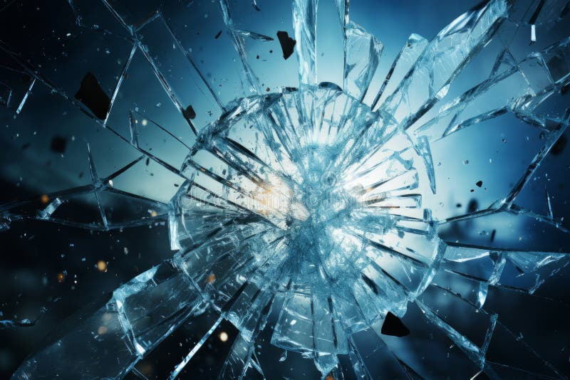 Processed Collage of Broken Blue Glass Surface Texture. Background for ...