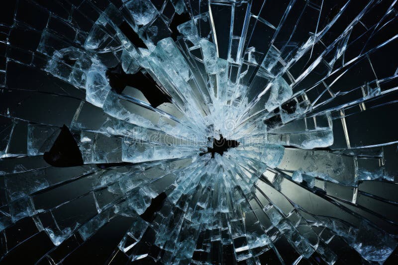 Processed Collage of Broken Blue Glass Surface Texture. Background for ...