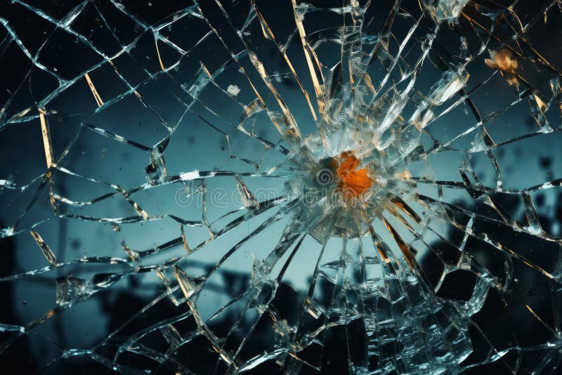 Processed Collage of Broken Blue Glass Surface Texture. Background for ...