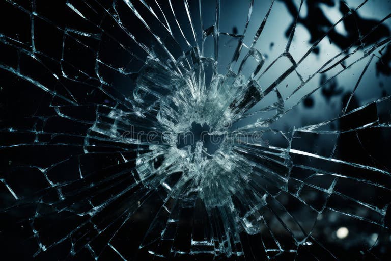 Processed Collage of Broken Blue Glass Surface Texture. Background for ...