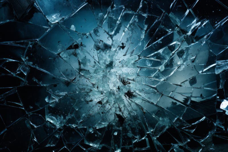 Processed Collage of Broken Blue Glass Surface Texture. Background for ...