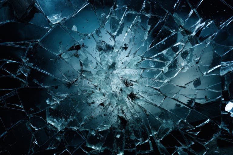 Processed Collage of Broken Blue Glass Surface Texture. Background for ...