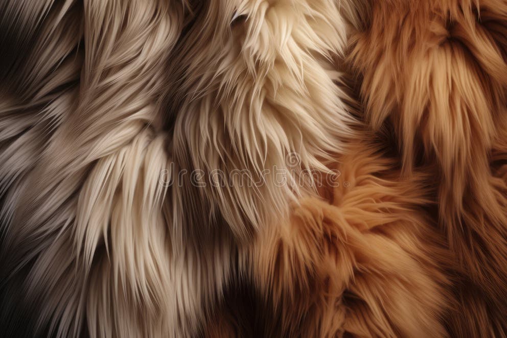 Processed Collage of Fluffy Animal Fur Surface Texture. Background for ...