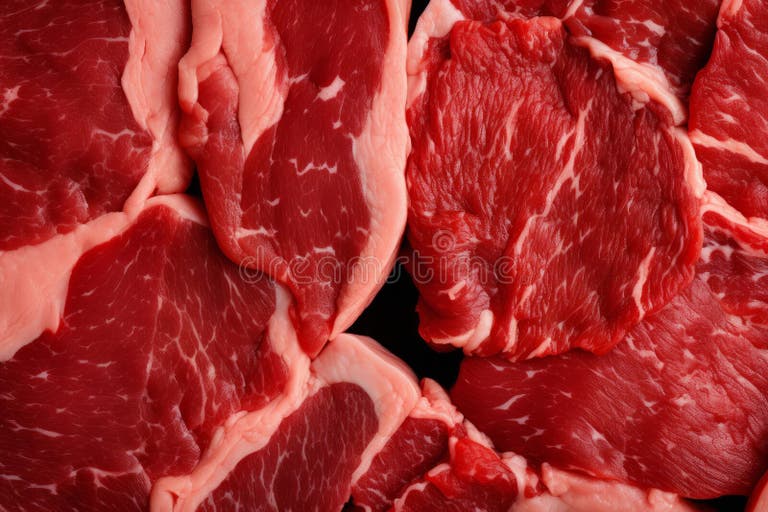 Processed Collage of Fresh Raw Meat Beef Surface Texture. Background ...