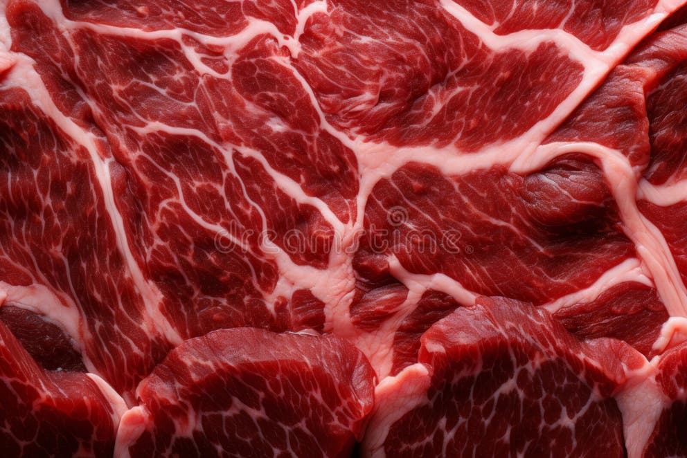 Processed Collage of Fresh Raw Meat Beef Surface Texture. Background ...