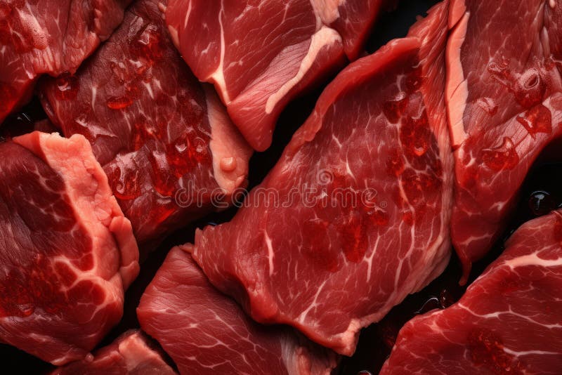 Processed Collage of Fresh Raw Meat Beef Surface Texture. Background ...