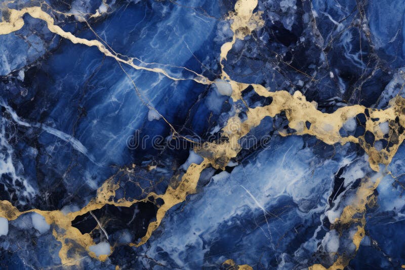 Processed Collage of Luxurious Navy Blue Ink Marble Texture. Background ...
