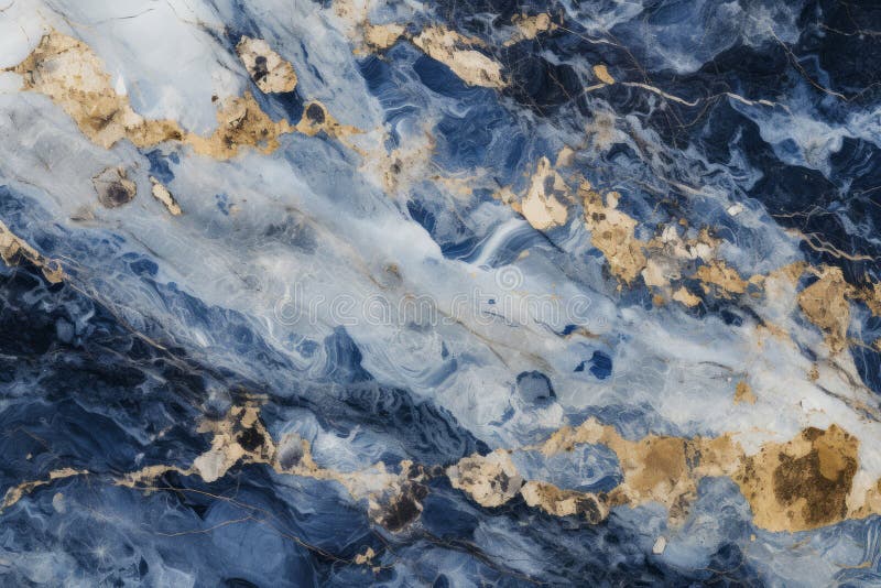Processed Collage of Luxurious Navy Blue Ink Marble Texture. Background ...