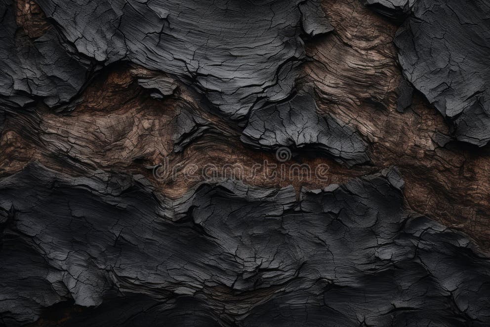 Processed Collage of Old Black Tree Bark Surface Texture. Background ...
