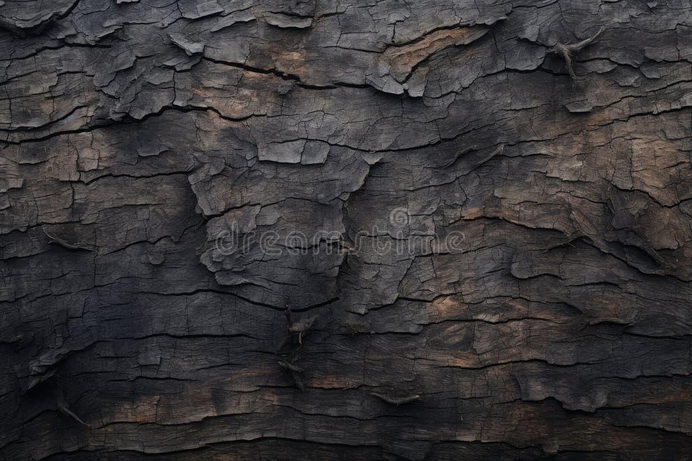 Processed Collage of Old Black Tree Bark Surface Texture. Background ...