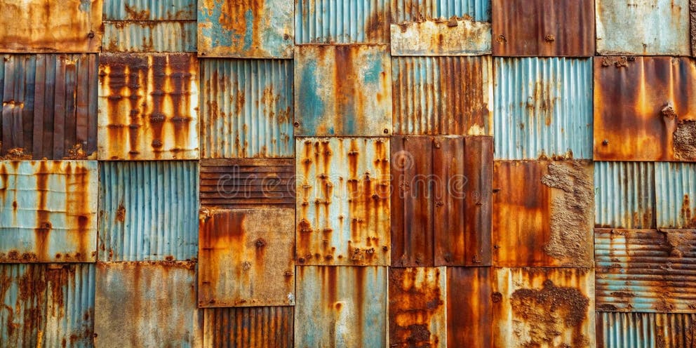 Processed Collage of Old Rusty Metal Sheet Texture Stock Illustration ...