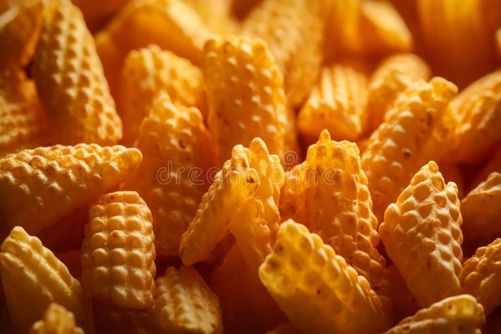 Processed Collage of Orange Snack Chips Macro Photo. Background for ...