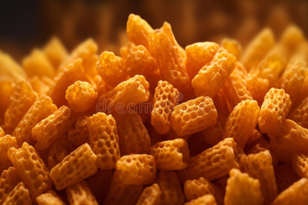 Processed Collage of Orange Snack Chips Macro Photo. Background for ...