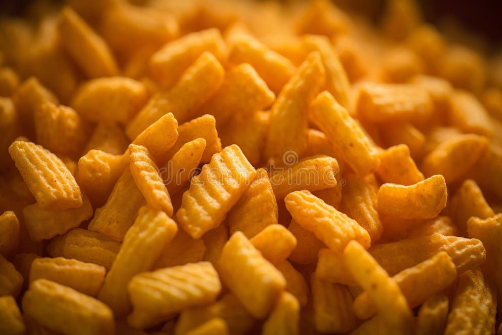 Processed Collage of Orange Snack Chips Macro Photo. Background for ...