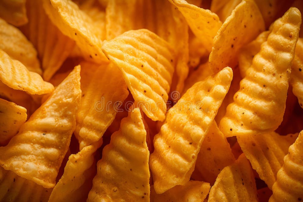 Processed Collage of Orange Snack Chips Macro Photo. Background for ...