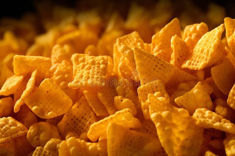 Processed Collage of Orange Snack Chips Macro Photo. Background for ...