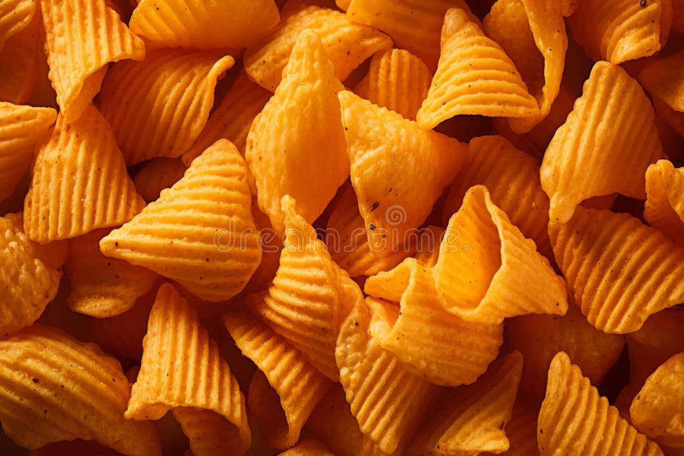 Processed Collage of Orange Snack Chips Macro Photo. Background for ...