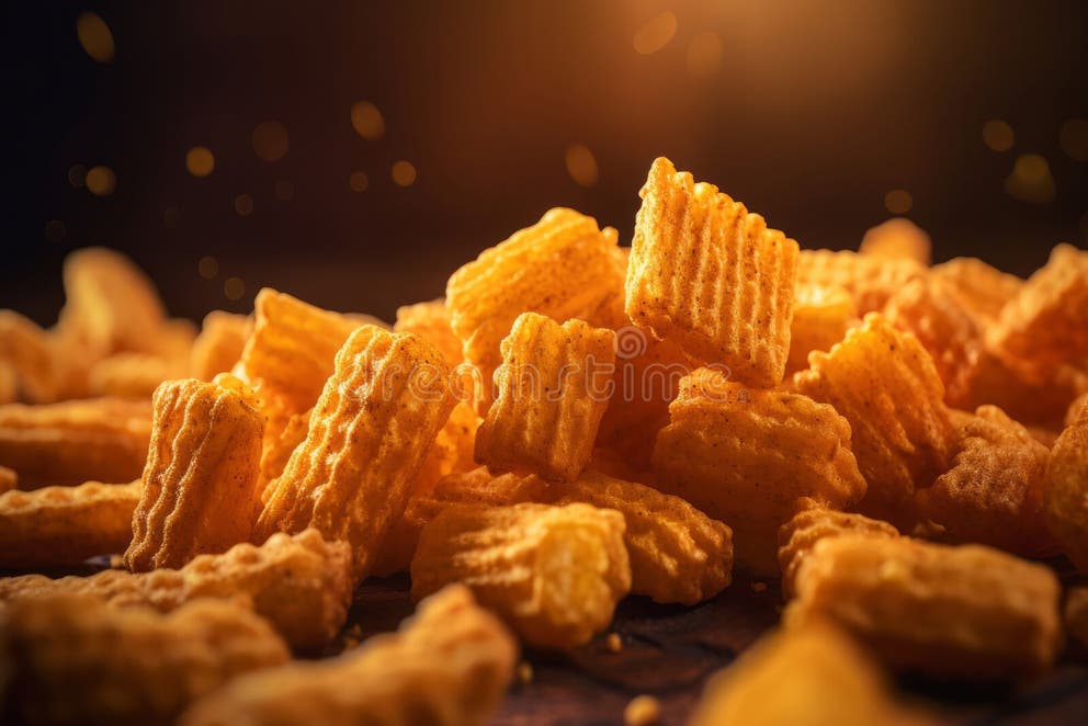 Processed Collage of Orange Snack Chips Macro Photo. Background for ...