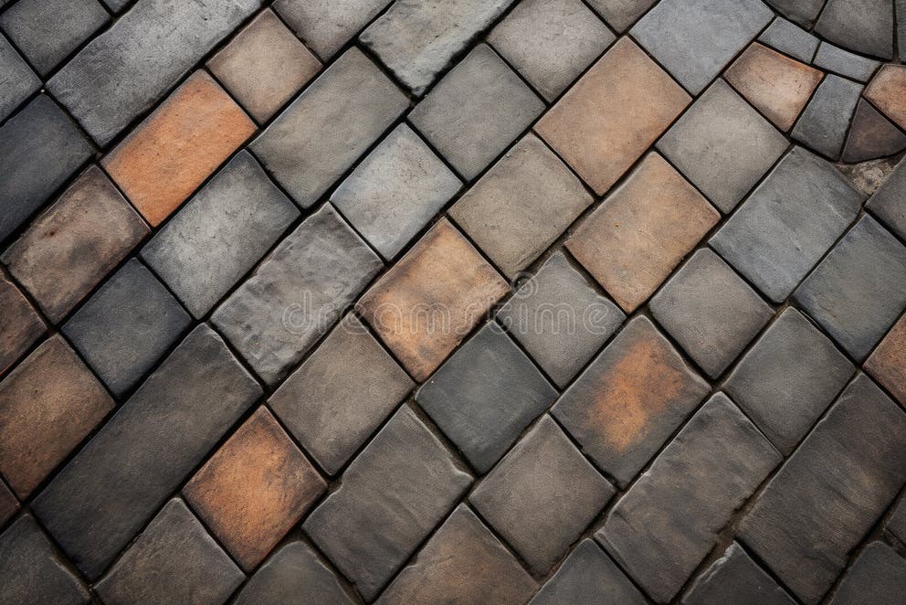 Processed Collage of Pavement Cobble Stones Surface Texture. Background ...