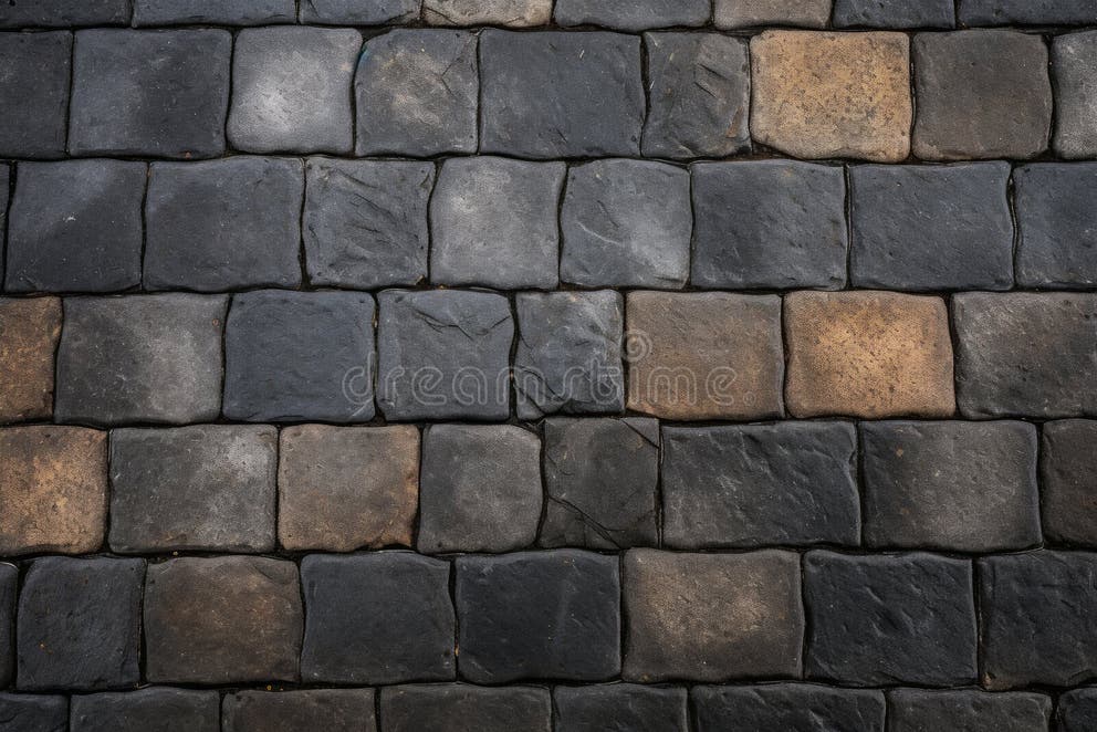 Processed Collage of Pavement Cobble Stones Surface Texture. Background ...
