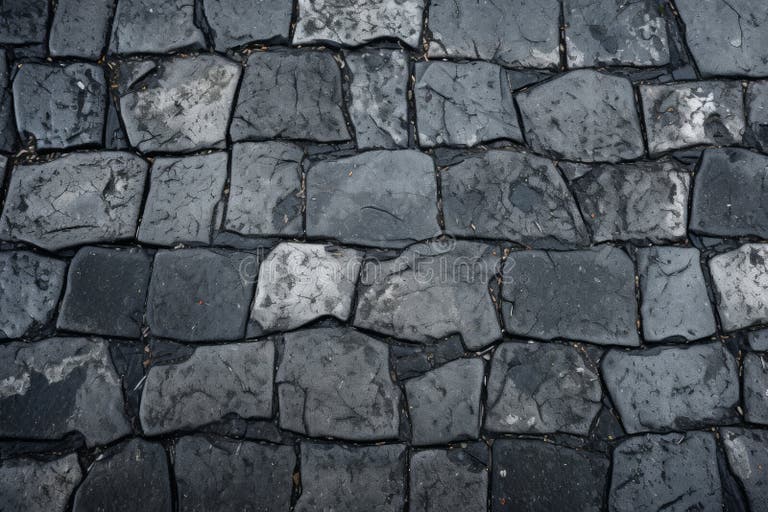 Processed Collage of Pavement Cobble Stones Surface Texture. Background ...