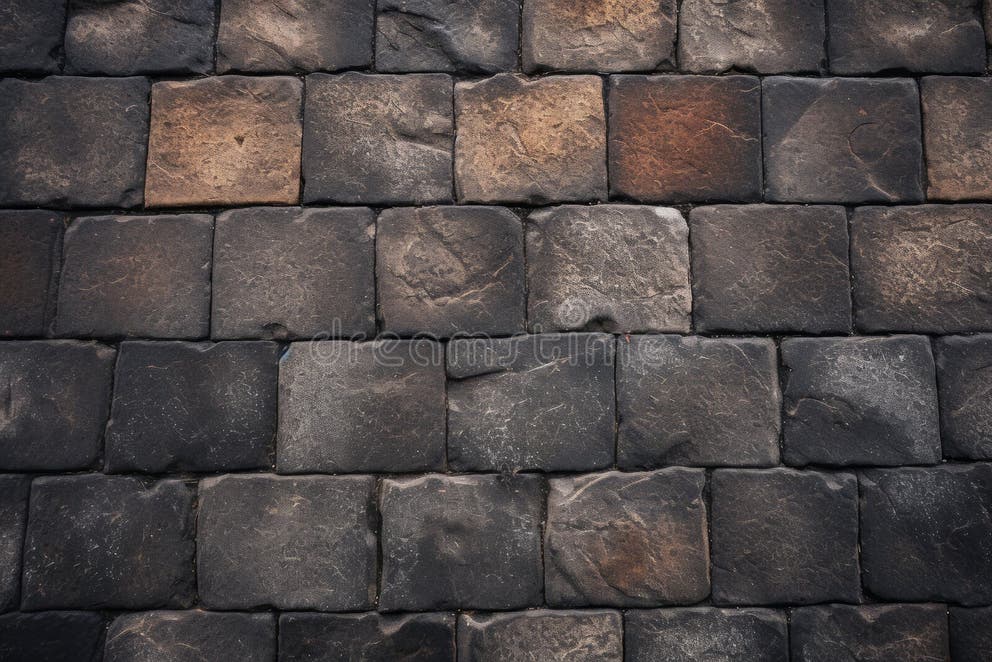 Processed Collage of Pavement Cobble Stones Surface Texture. Background ...