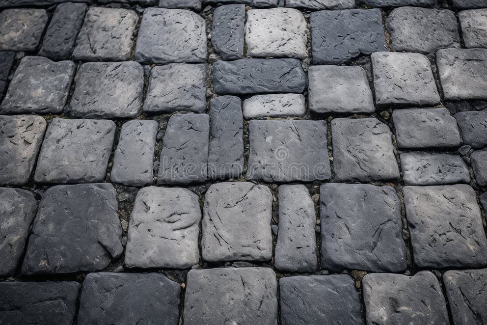 Processed Collage of Pavement Cobble Stones Surface Texture. Background ...