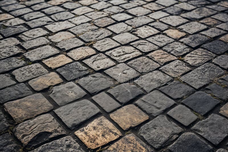 Processed Collage of Pavement Cobble Stones Surface Texture. Background ...