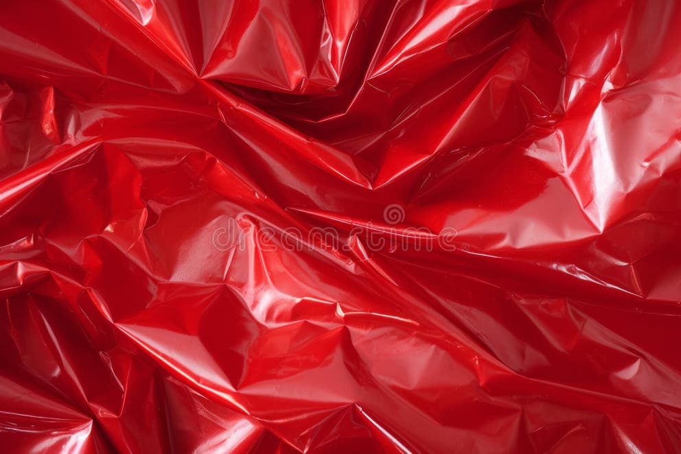 Processed Collage of Red Plastic Cellophane Surface Texture. Background ...