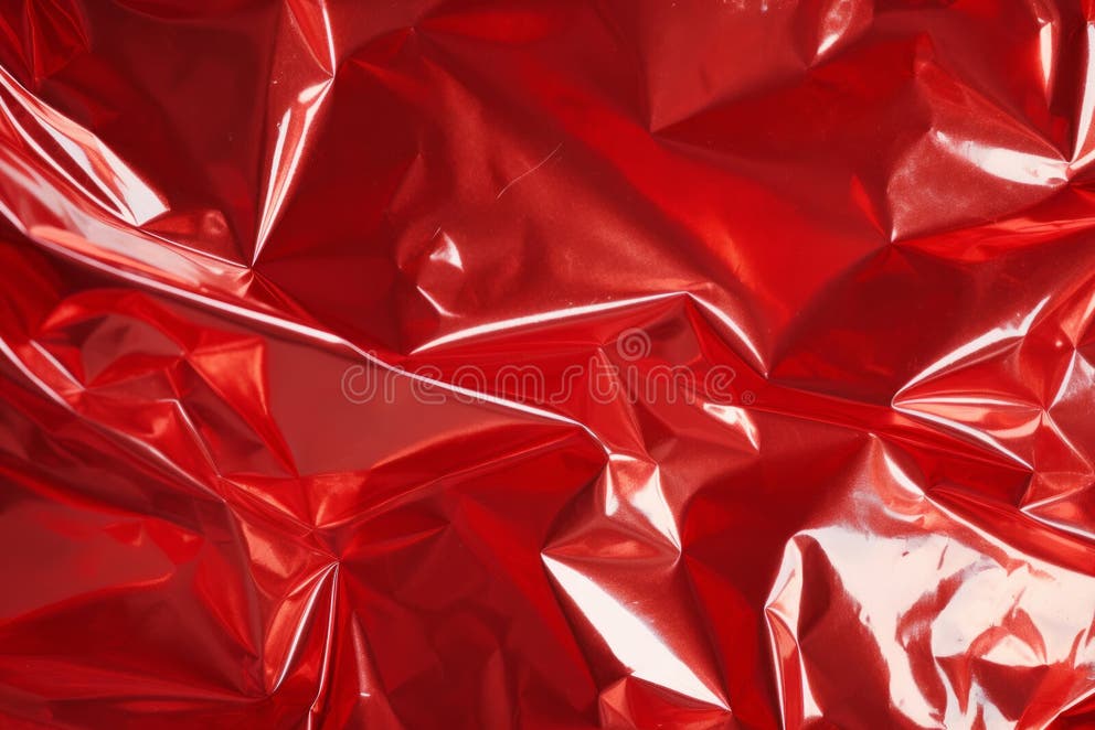 Processed Collage of Red Plastic Cellophane Surface Texture. Background ...
