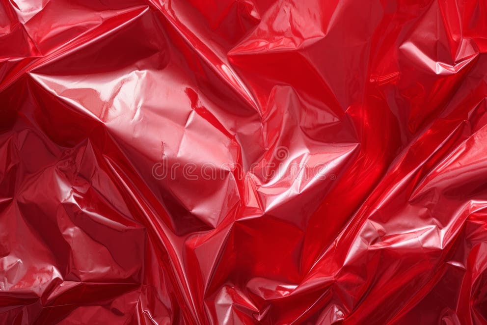 Processed Collage of Red Plastic Cellophane Surface Texture. Background ...