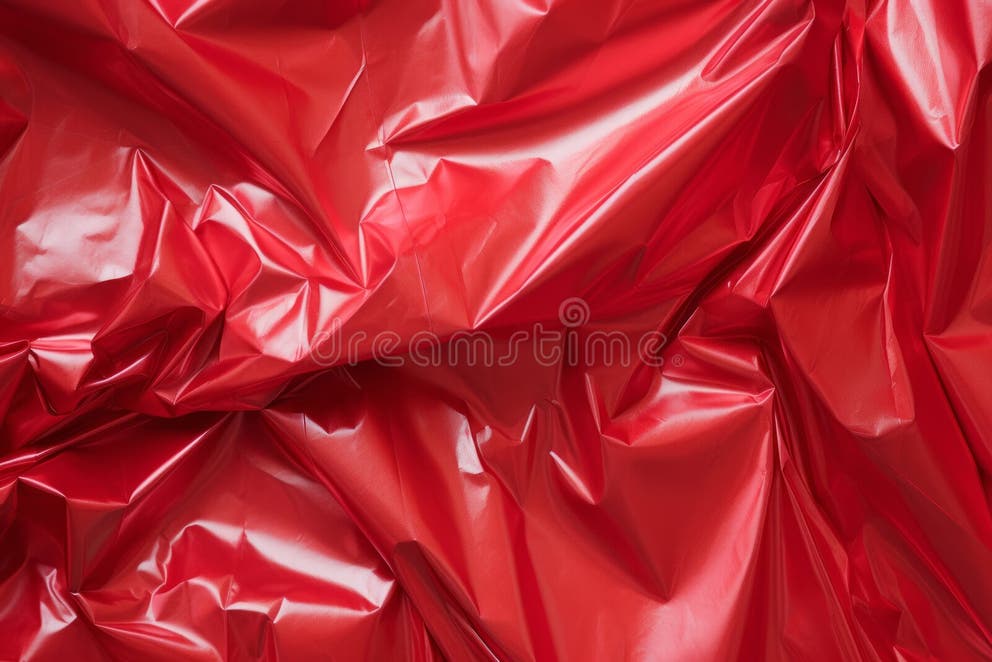 Processed Collage of Red Plastic Cellophane Surface Texture. Background ...