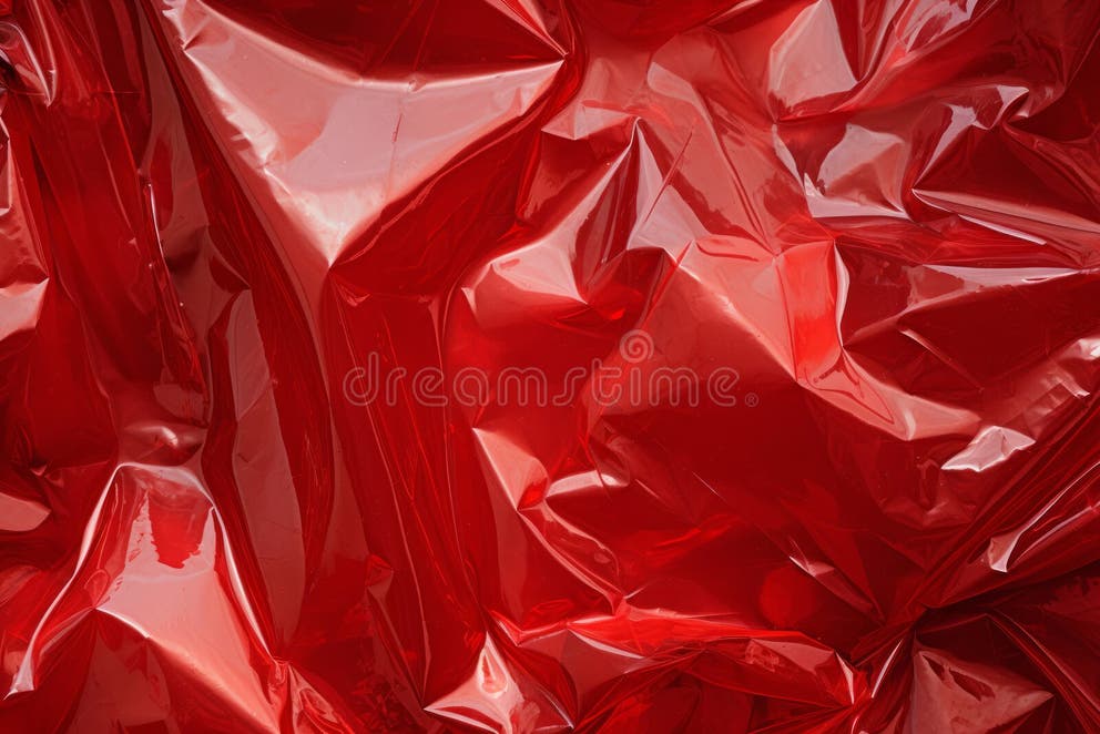Processed Collage of Red Plastic Cellophane Surface Texture. Background ...