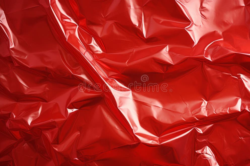 Processed Collage of Red Plastic Cellophane Surface Texture. Background ...