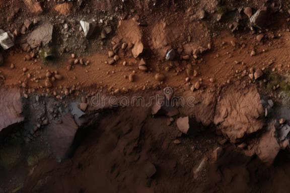 Processed Collage of Red Soil Ground Surface Texture. Background for ...