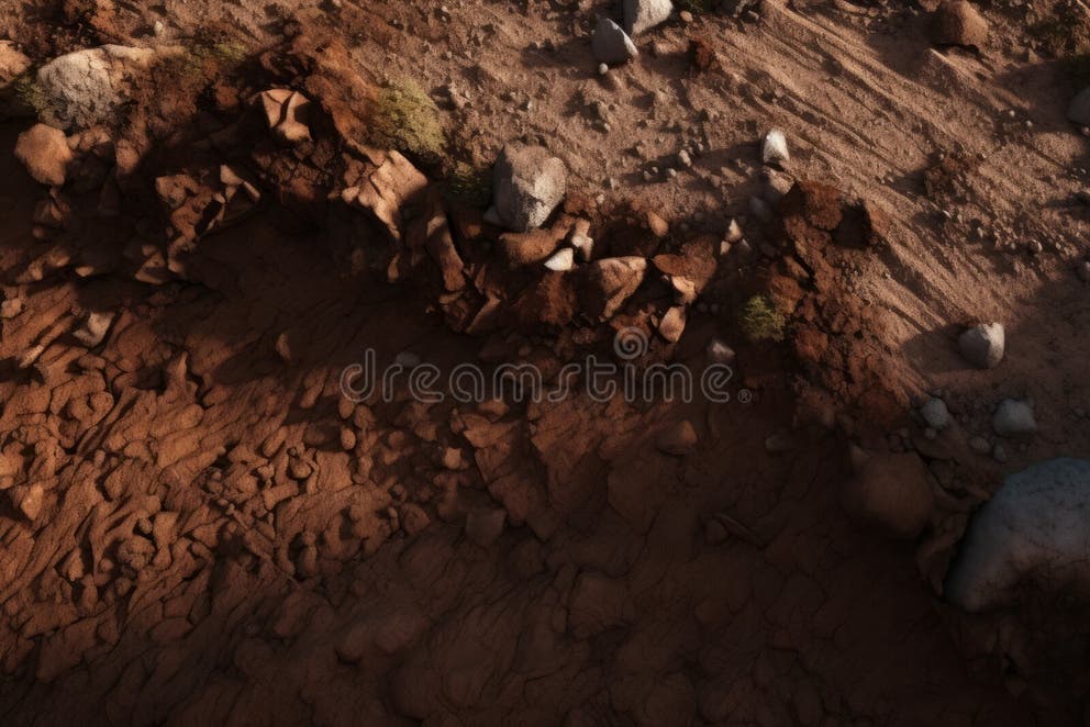 Processed Collage of Red Soil Ground Surface Texture. Background for ...