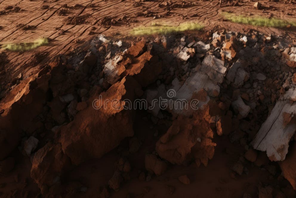 Processed Collage of Red Soil Ground Surface Texture. Background for ...