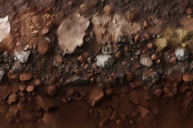 Processed Collage of Red Soil Ground Surface Texture. Background for ...