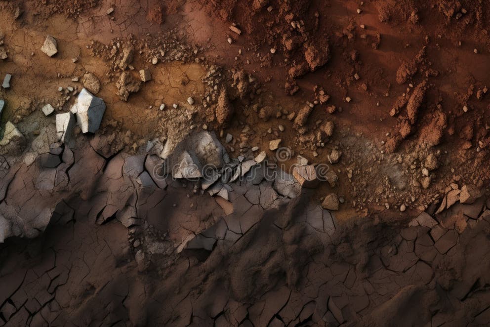 Processed Collage of Red Soil Ground Surface Texture. Background for ...