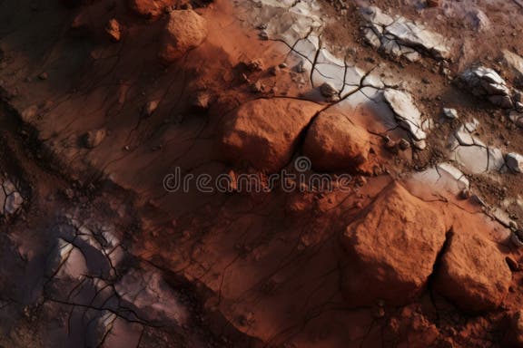 Processed Collage of Red Soil Ground Surface Texture. Background for ...