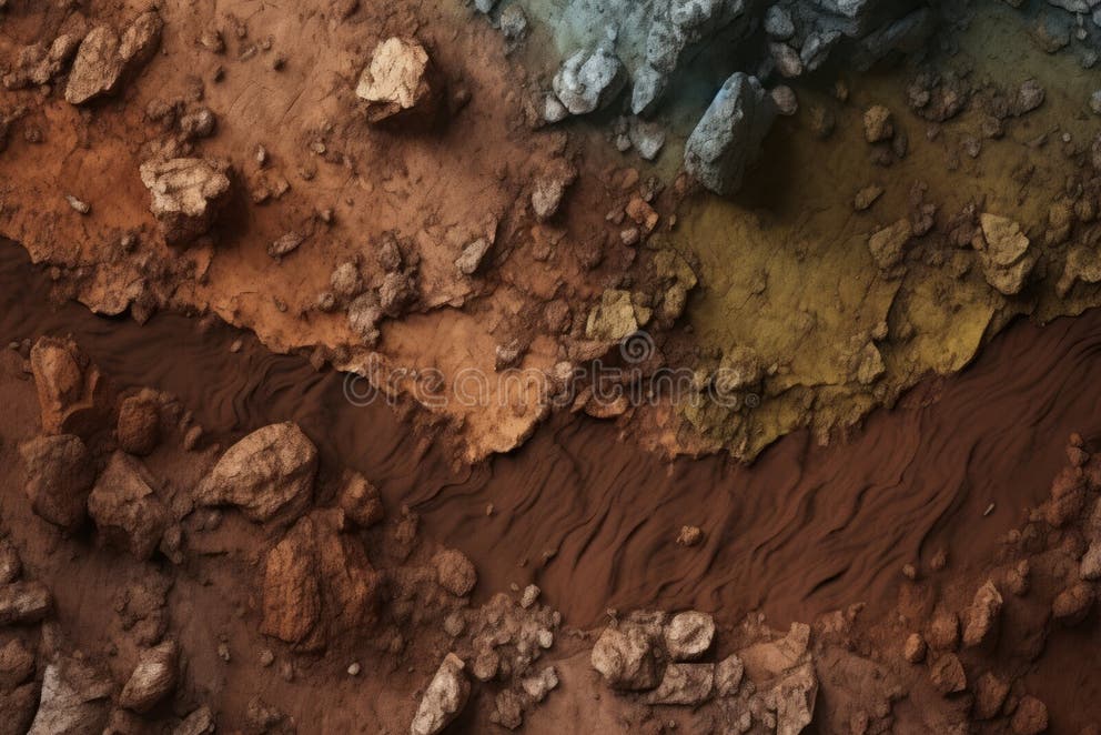 Processed Collage of Red Soil Ground Surface Texture. Background for ...